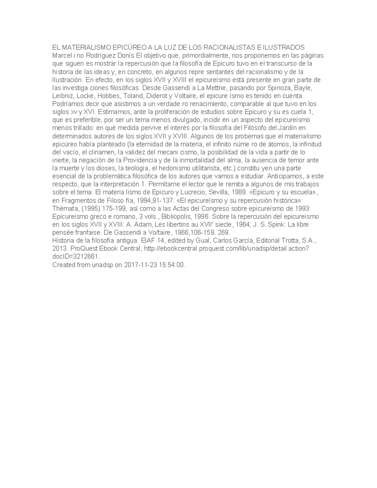 EL Materialismo Epicúreo A LA LUZ DE LOS Racionalistas E Ilustrados ...