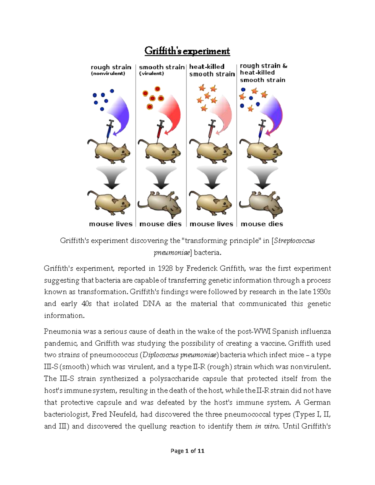 2a. Experimental proofs for DNA as genetic material - Griffith's ...
