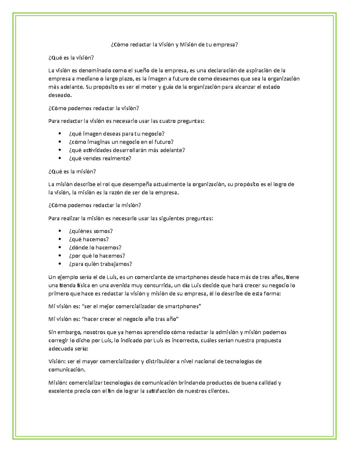 Cómo redactar la Visión y Misión de tu empresa - ¿Cómo redactar la ...