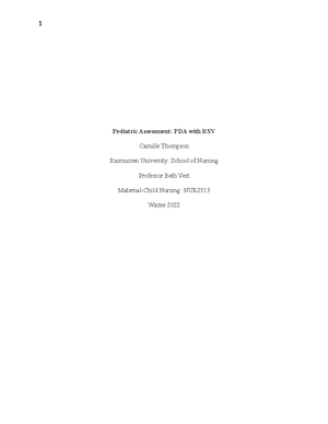 Module 7 Assignment - Module 7 Assignment – Pediatric Assessment: PDA ...