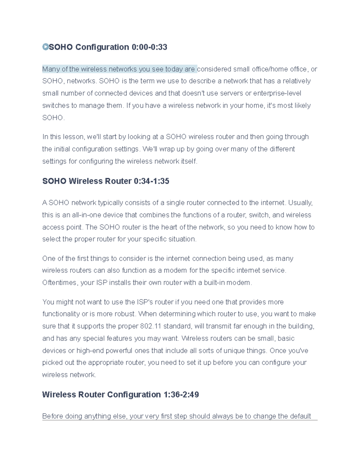 11.6.1 SOHO Configuration - SOHO Configuration 0:00-0: Many of the ...