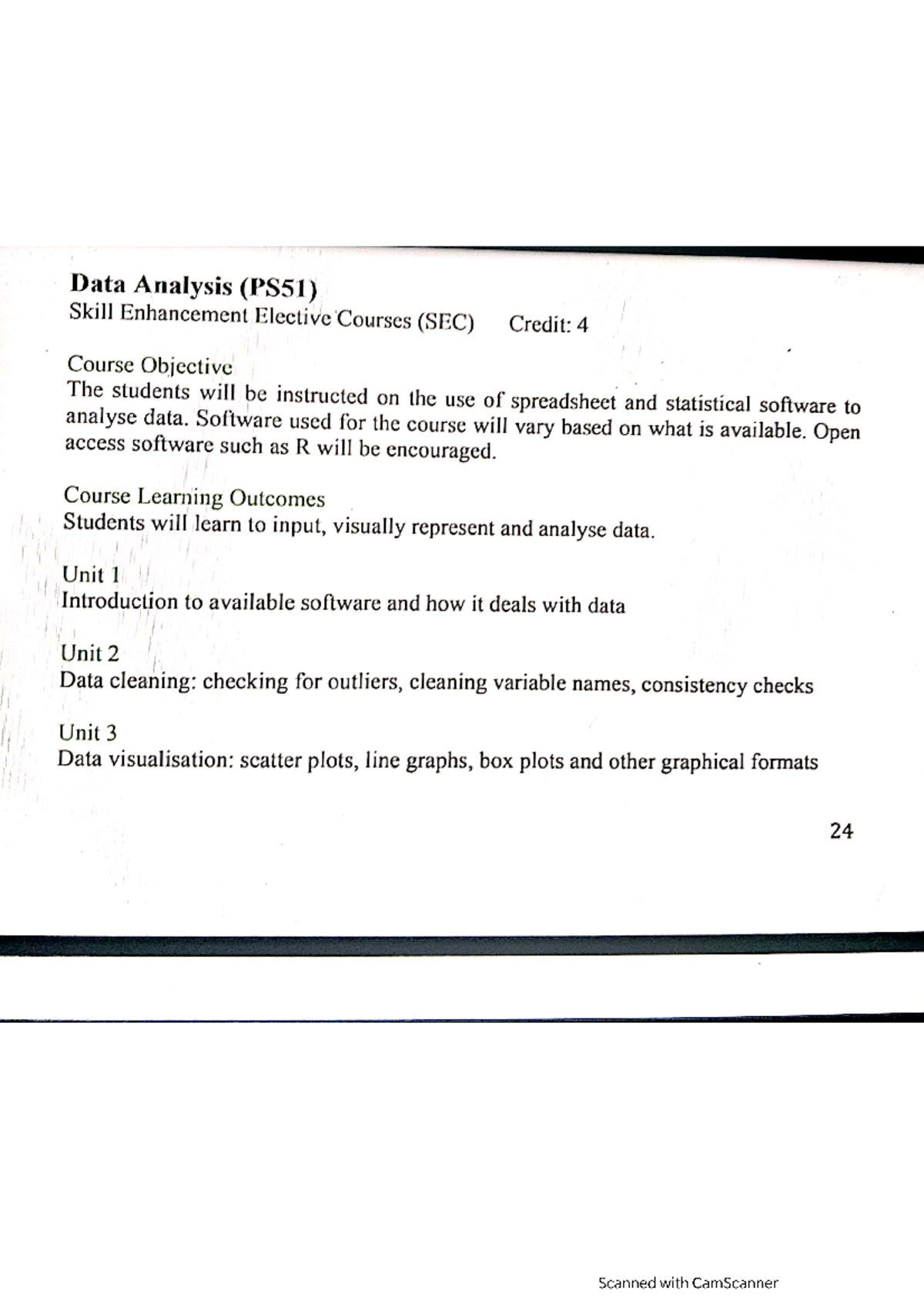 DATA Analysis Syllabus Sem 5 - Bachelor of Arts - Studocu