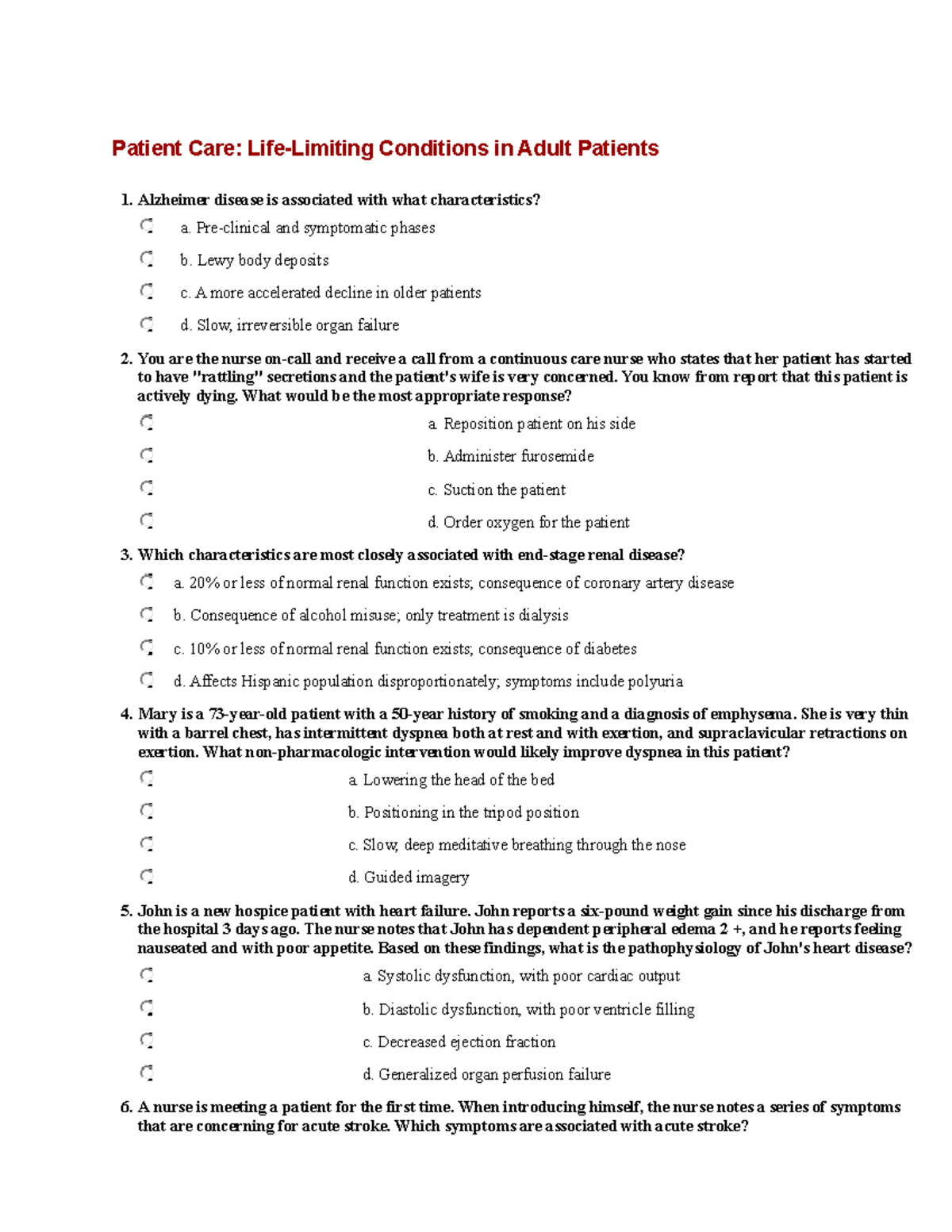 Patient Care part 2 - Patient Care: Life-Limiting Conditions in Adult ...
