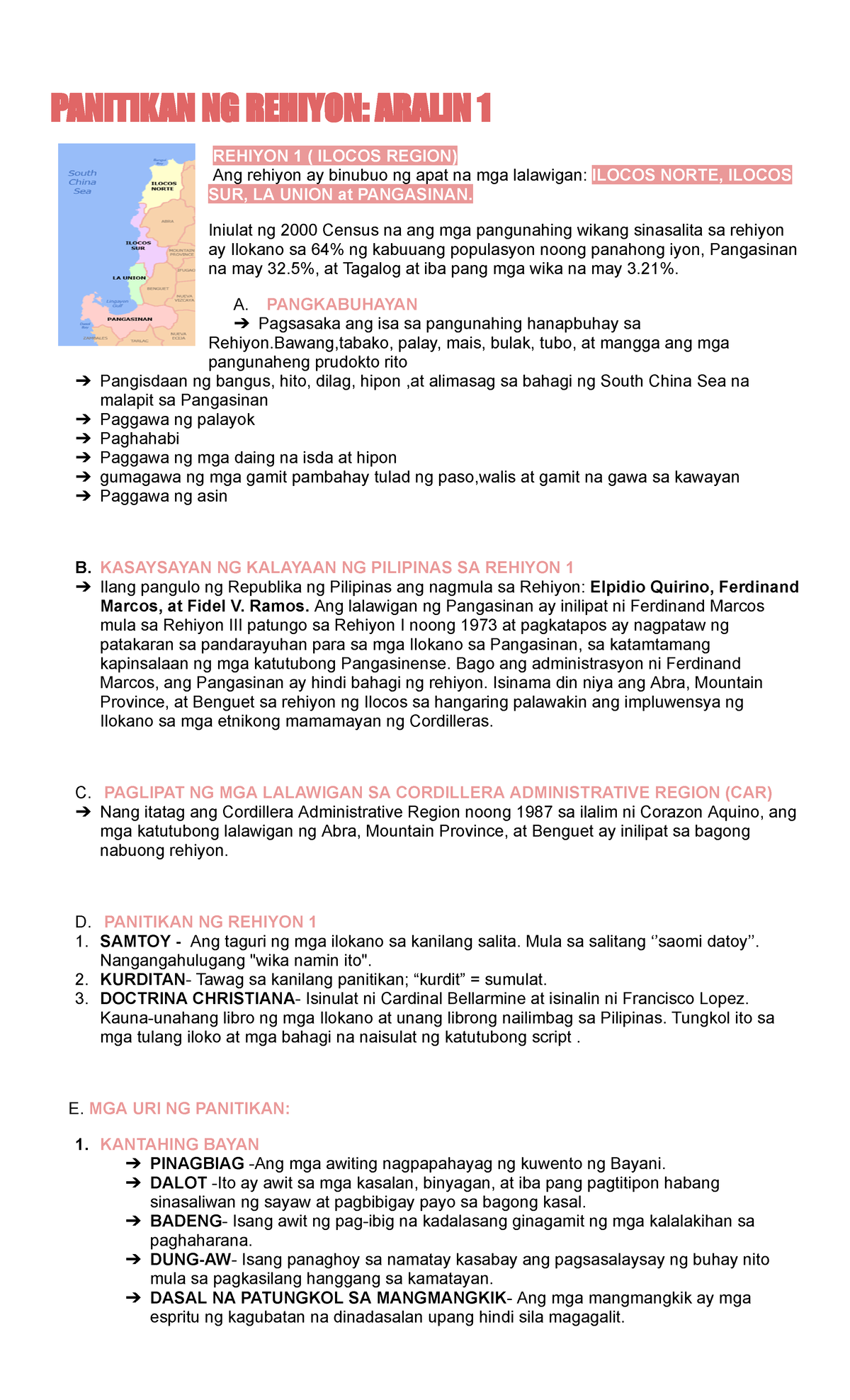 Panitikan ng Rehiyon - Rehiyon I (Ilocos Region) - PANITIKAN NG REHIYON ...