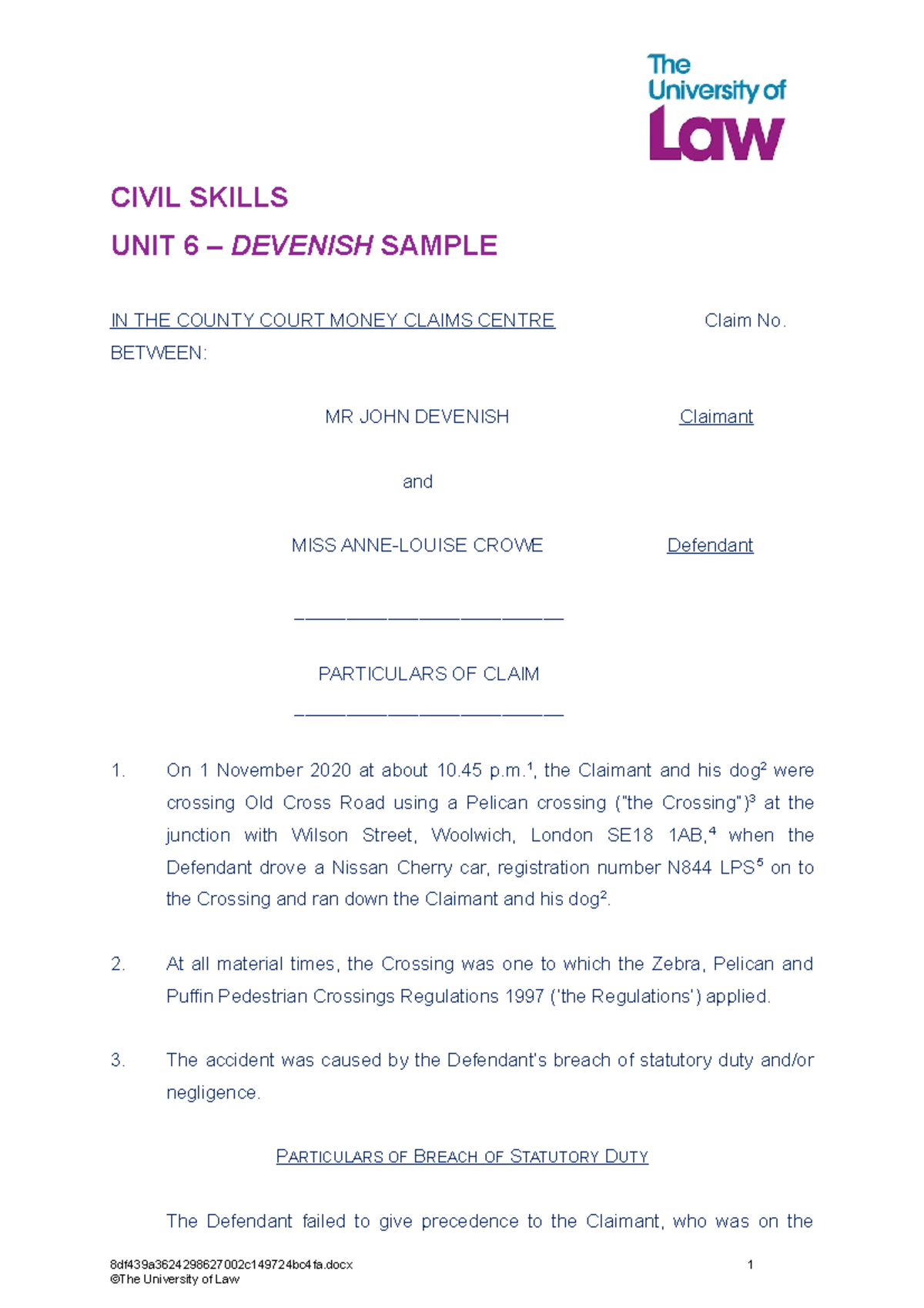 2223 skill civ unit06 ce02 devenish sample poc - CIVIL SKILLS UNIT 6 ...