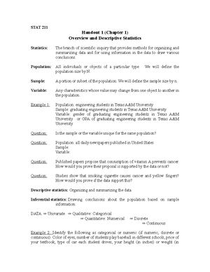 Cheat Sheet for Exam 2 - Summary CALC-BASED INTRO TO STATISTICS - Stat Exam 2 review Recall ...