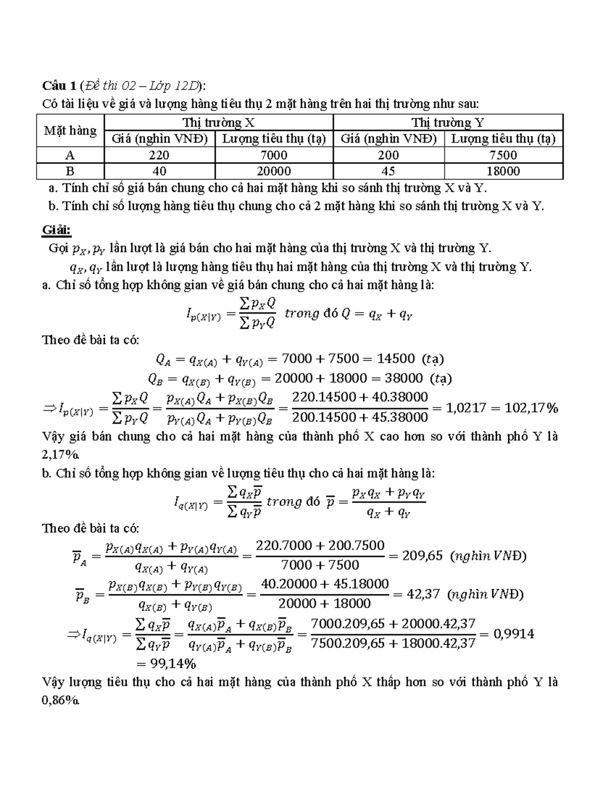 Giai de thi 02 - khoa 12d - de thi nam 2015 - Câu 1 ( Đề thi 02 – Lớp 12D ): Có tài liệu về giá ...