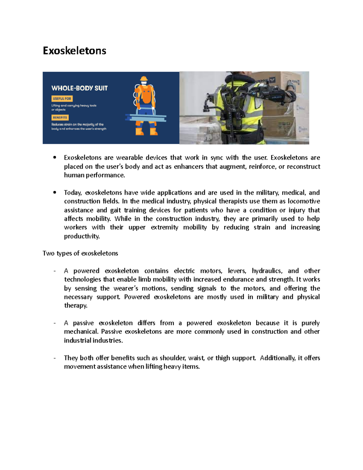 Exoskeleton and Advanced Materials - Exoskeletons Exoskeletons are ...