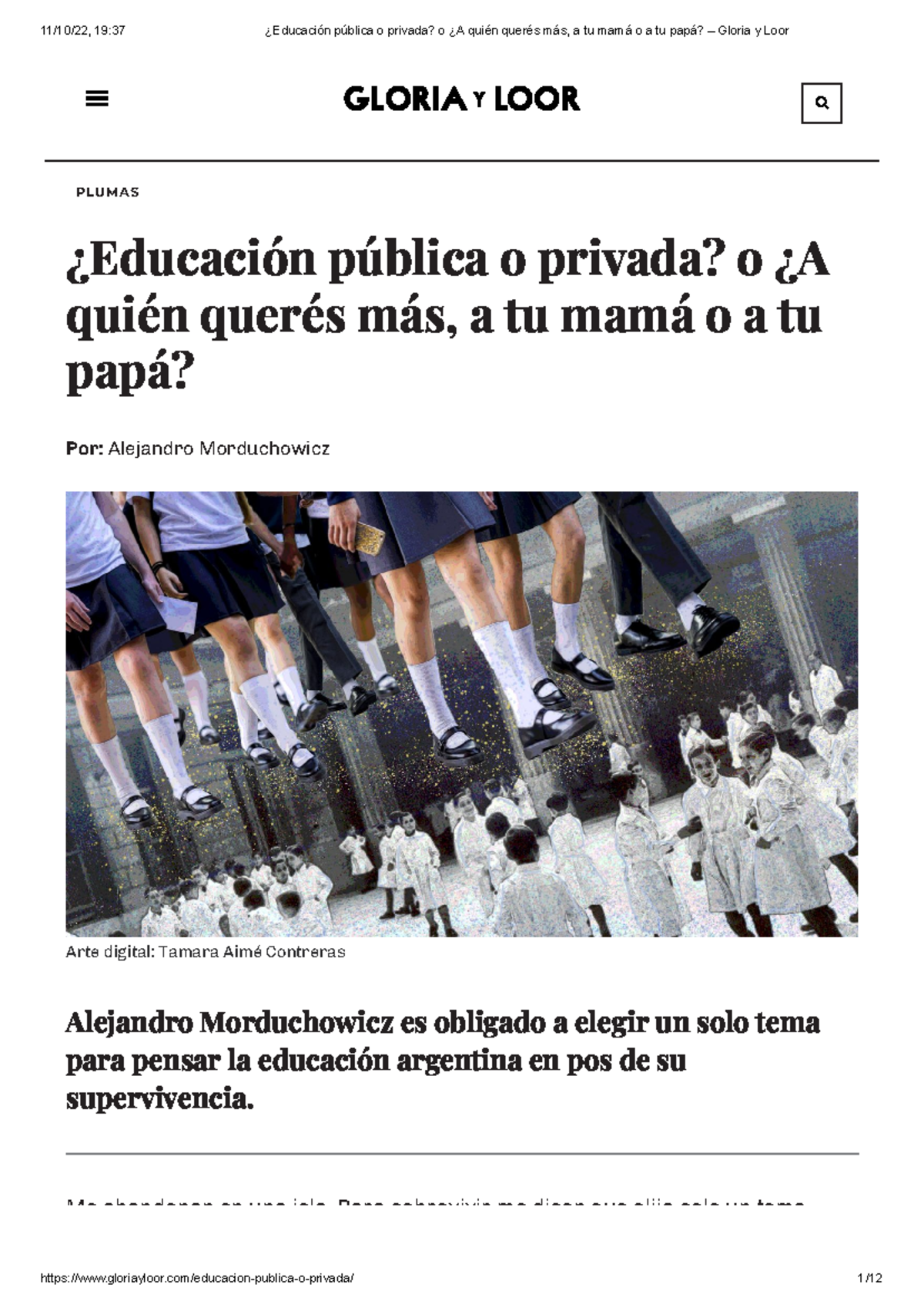 ¿Educación pública o privada o ¿A quién querés más, a tu mamá o a tu papá – Gloria y Loor ...