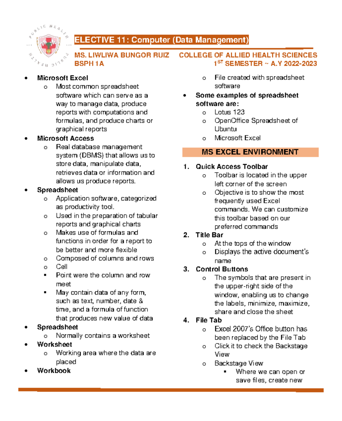 CDM Transes - Various notes for CDM - MS. LIWLIWA BUNGOR RUIZ COLLEGE ...