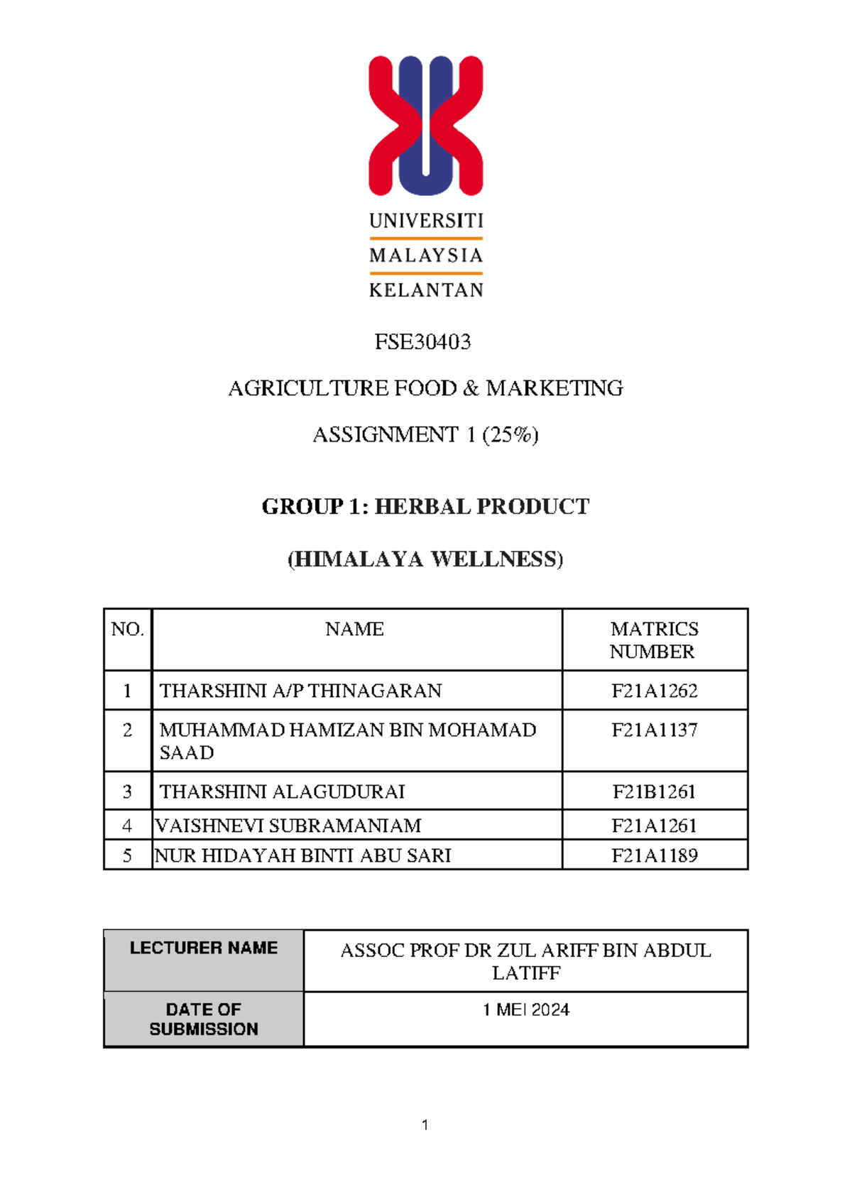 Assignment 10 group company - FSE AGRICULTURE FOOD & MARKETING ...