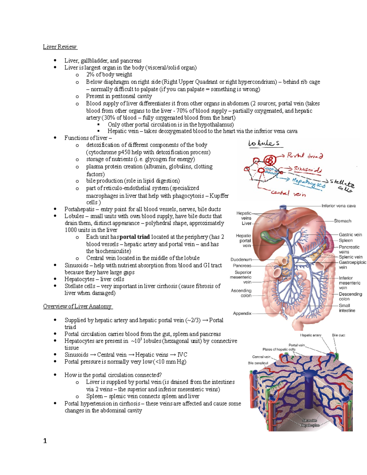 W10 - Cirrhosis Notes - Liver Review Liver, gallbladder, and pancreas ...