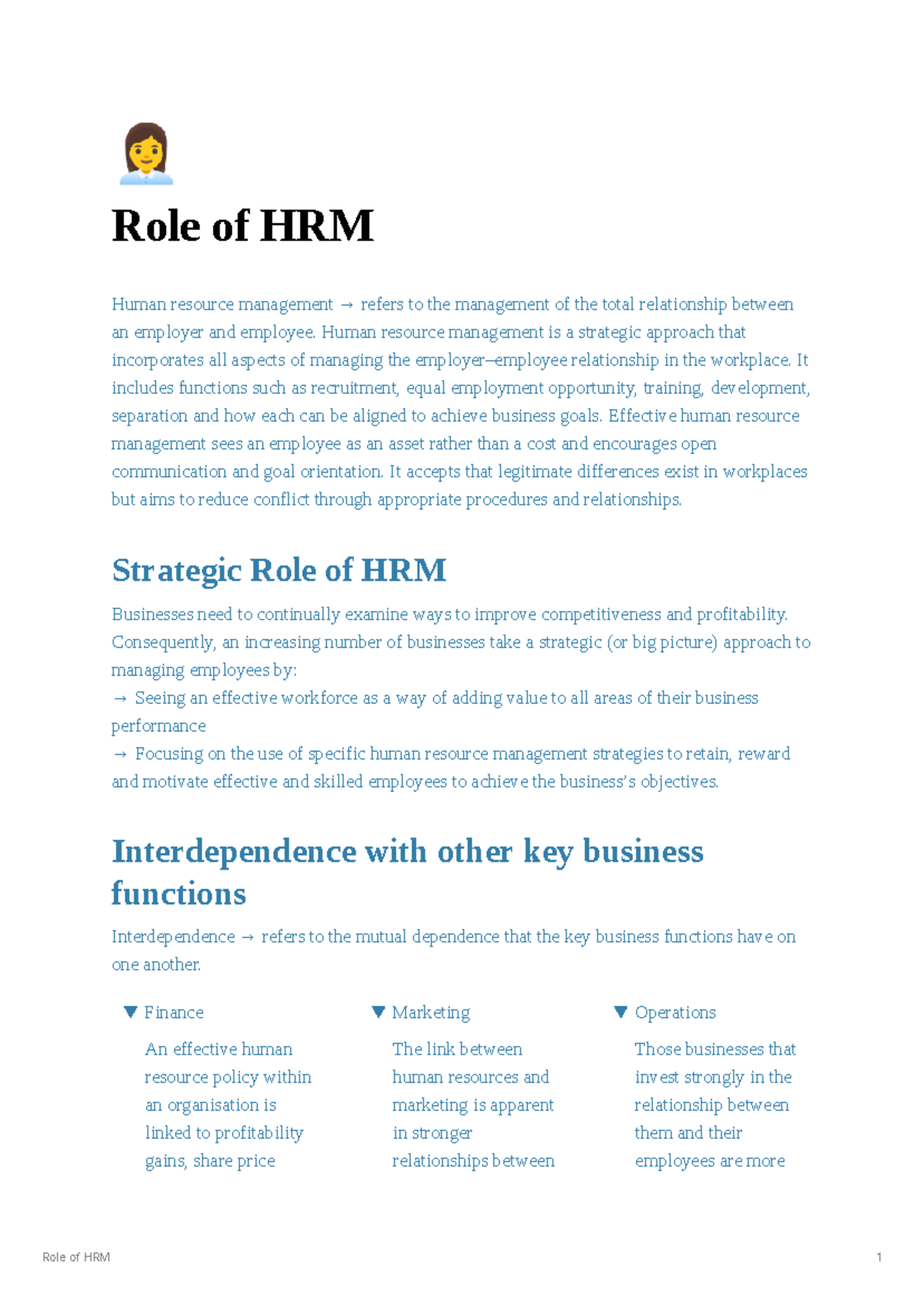 Business Studies HSC Role of HRM - Role of HRM 1 Role of HRM Human ...