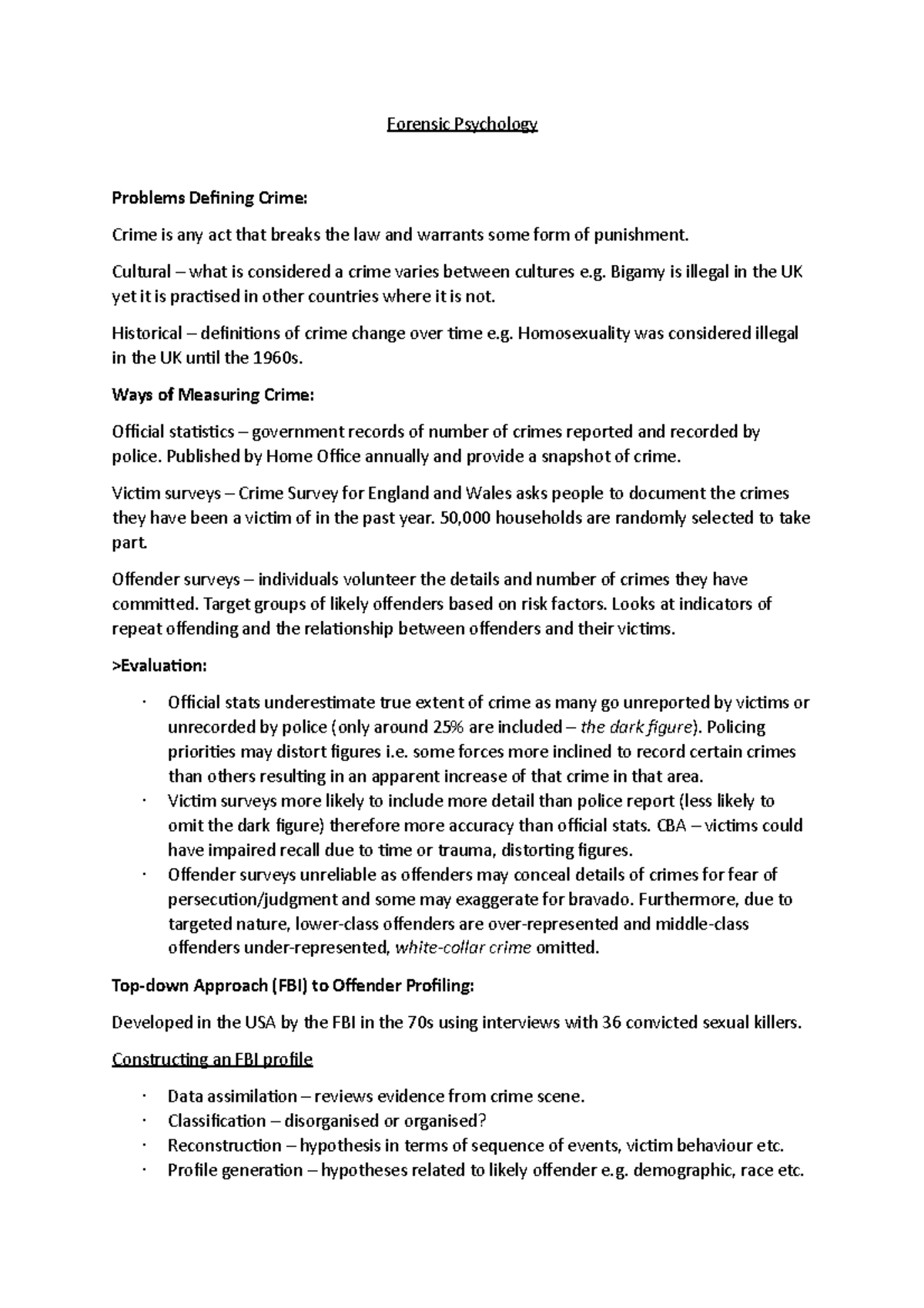 Forensic Psychology Revision Booklet - Forensic Psychology Problems ...