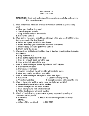TR - Driving NC II - TRAINING REGULATIONS AUTOMOTIVE AND LAND TRANSPORT ...