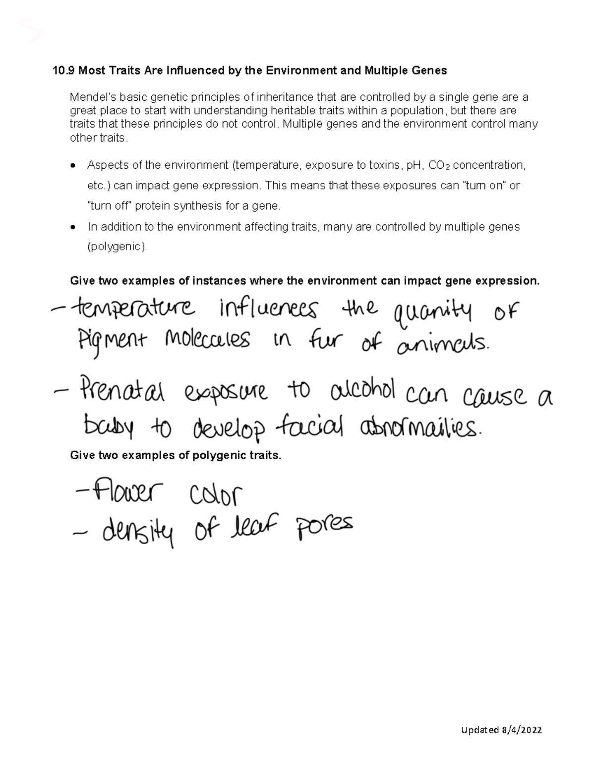 Patterns of Inheritance - Updated 8/4/ 10 Most Traits Are Influenced by ...
