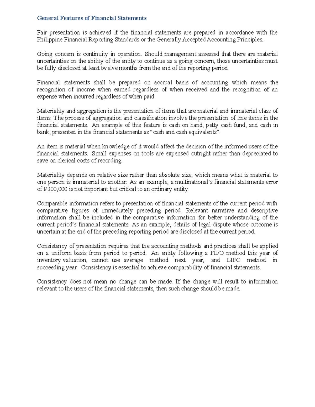 General Features OF Financial Position - General Features of Financial ...