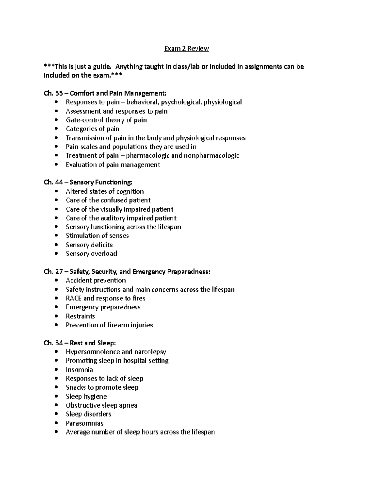 Exam 2 Review - Exam 2 Review This is just a guide. Anything taught in ...