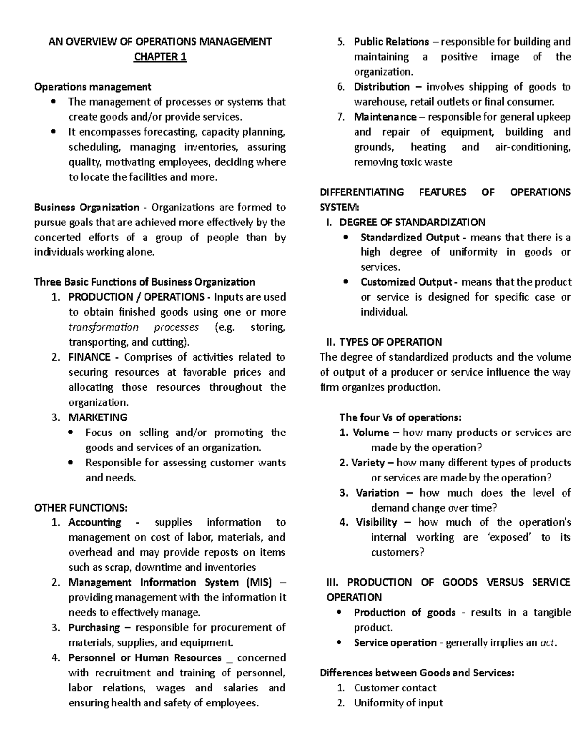 AN Overview OF Operations Management - AN OVERVIEW OF OPERATIONS ...