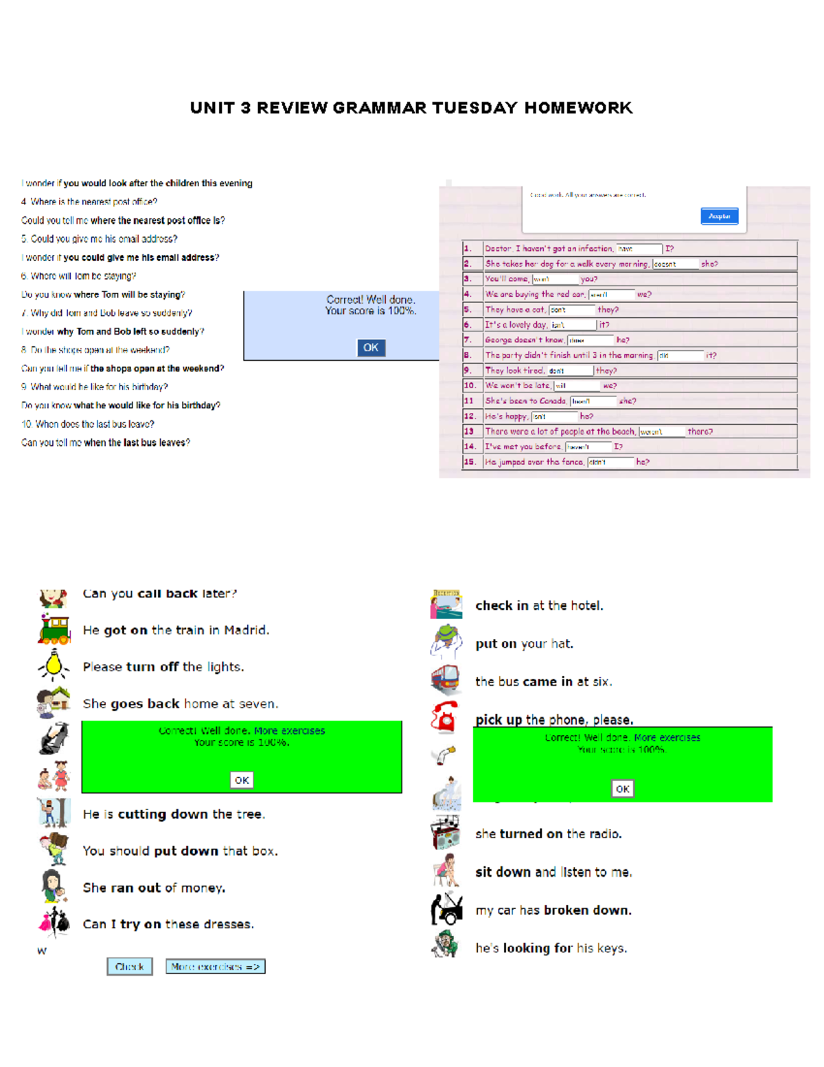 UNIT 3 Review Grammar Tuesday Homework - LEX05B2 - UNIT 3 REVIEW ...