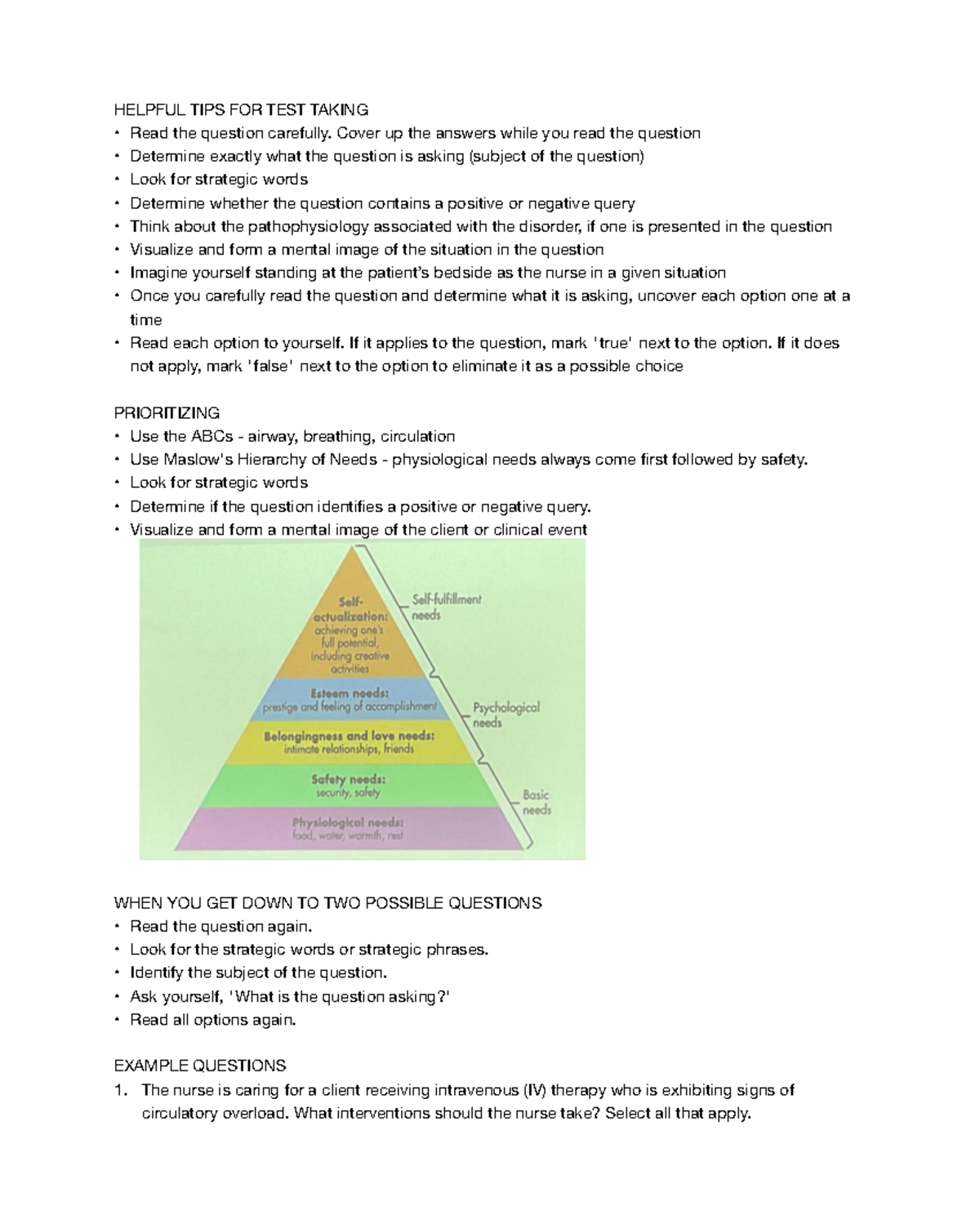 Test Taking Strategies - HELPFUL TIPS FOR TEST TAKING Read the question ...