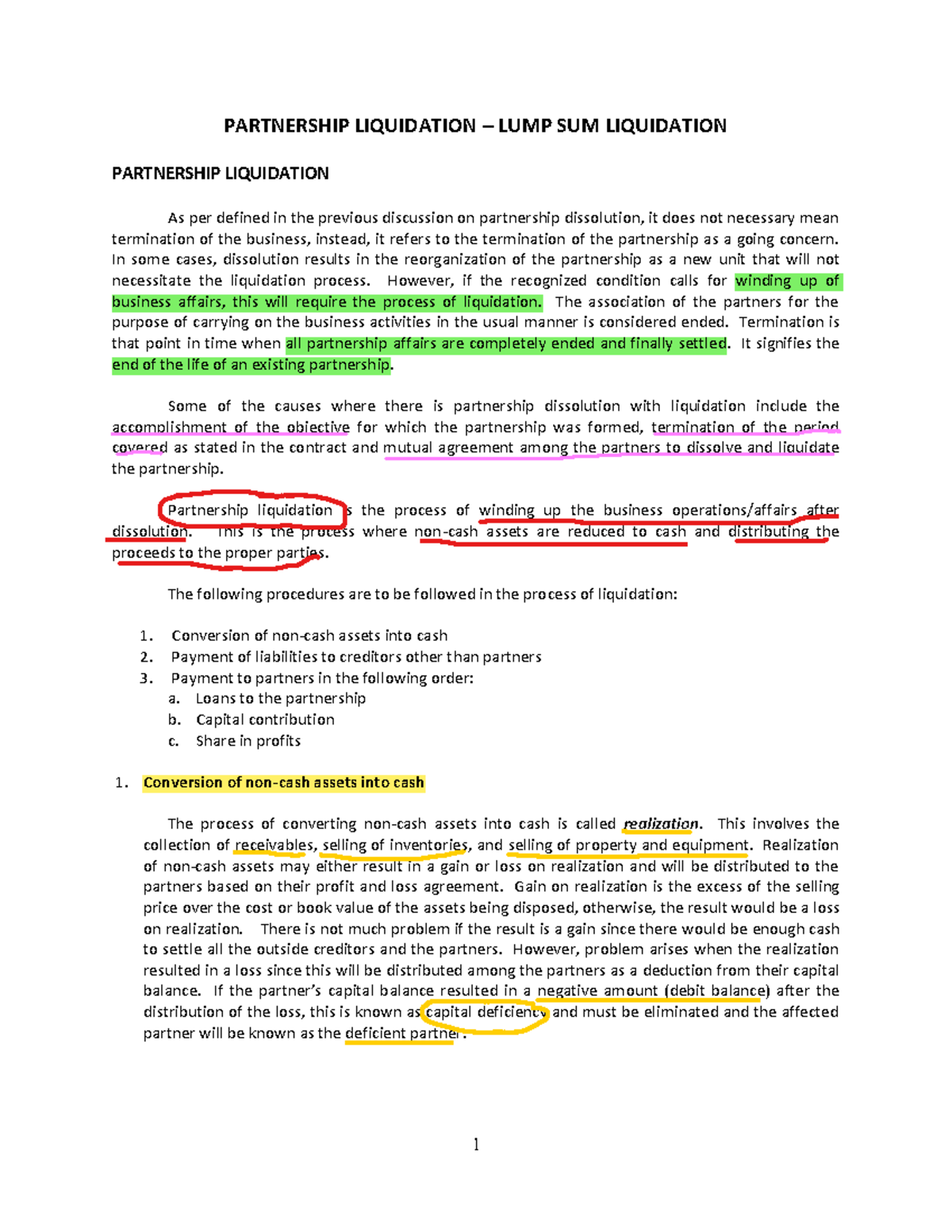 IM- Partnership LUMP SUM Liquidation with exercises - PARTNERSHIP ...