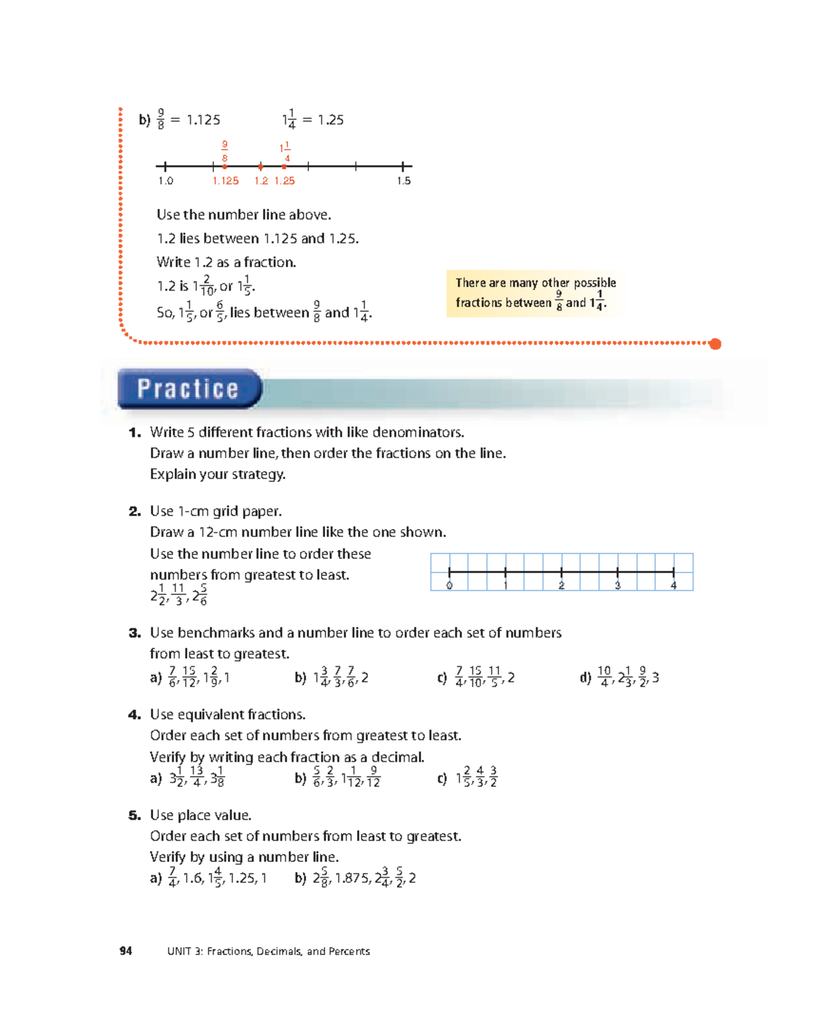Tuesday, October 18th Homework - 94 UNIT 3: Fractions, Decimals, and ...