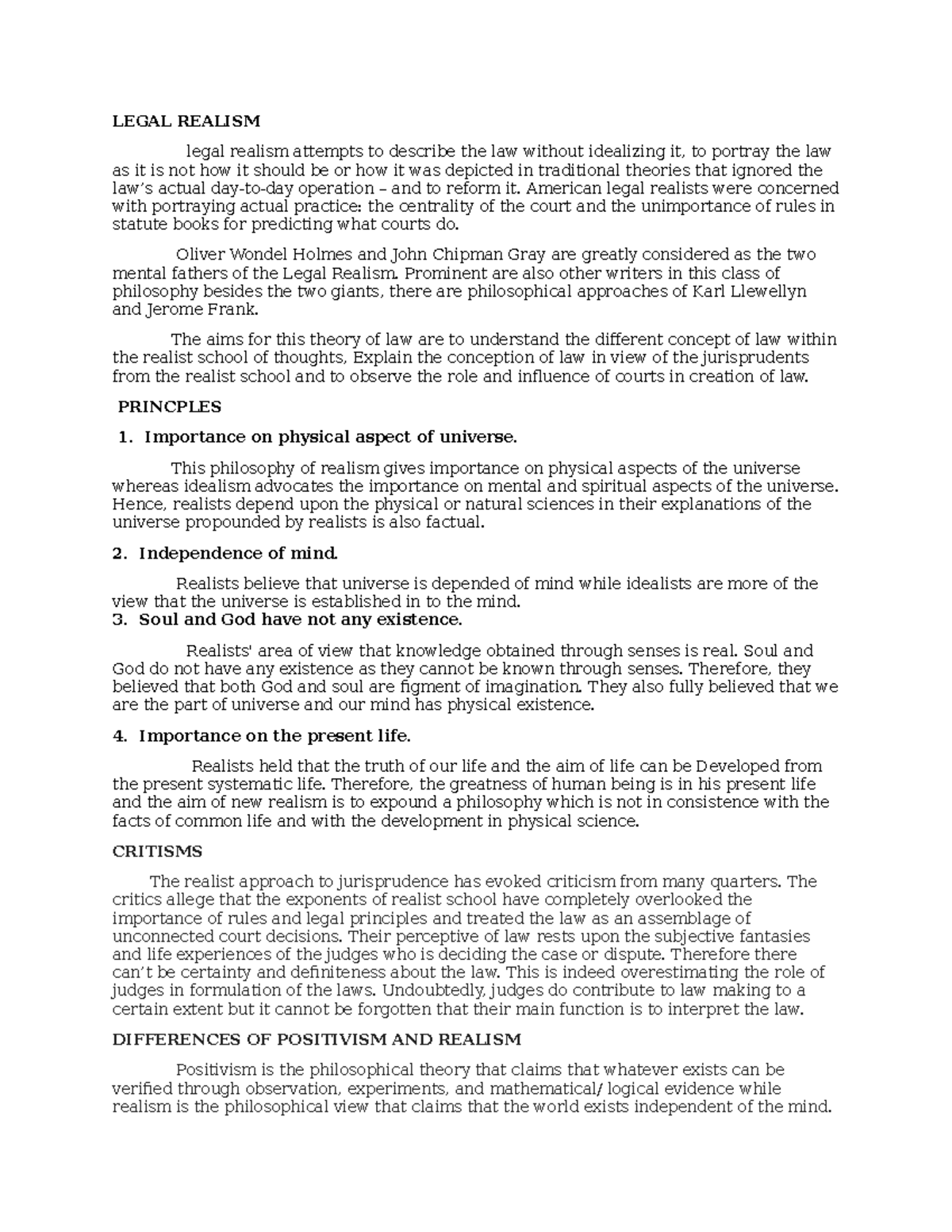 Legal Foundation 3 - Tutorial - LEGAL REALISM legal realism attempts to ...
