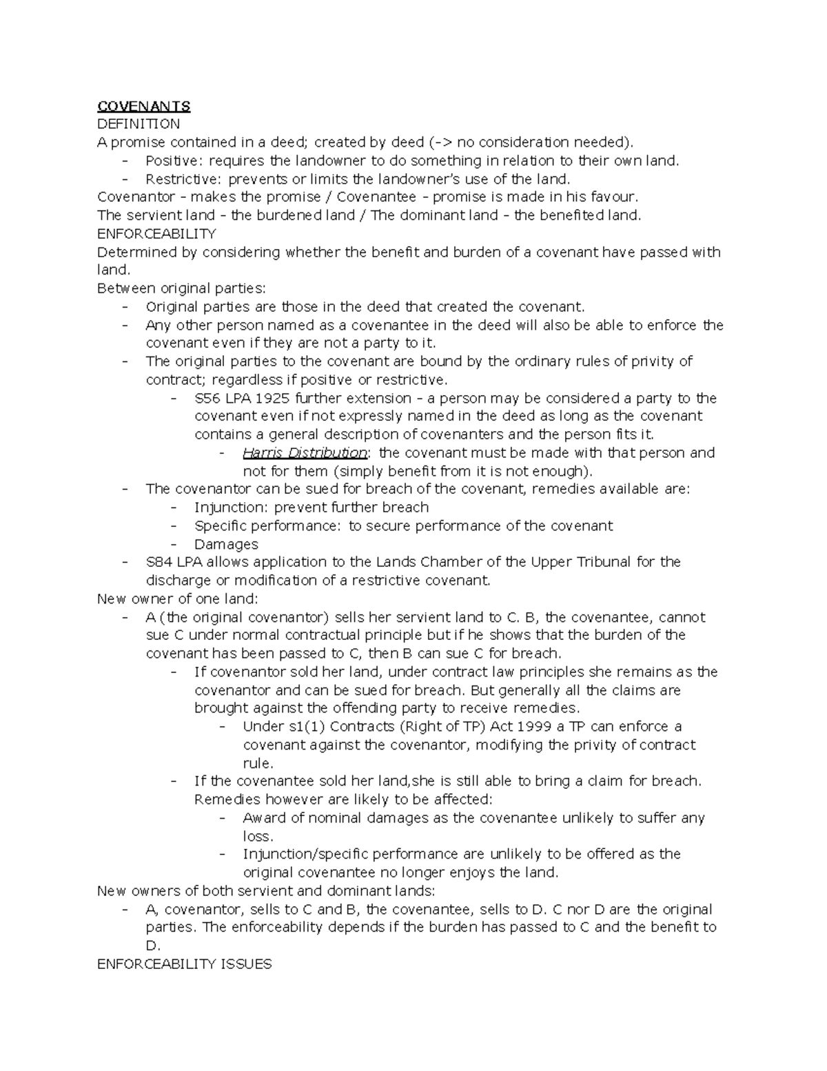 Covenants - COVENANTS DEFINITION A promise contained in a created deed ...