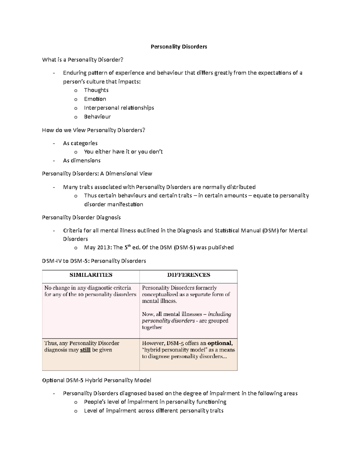 Lecture notes, lecture 19 - Personality Disorders - Personality ...