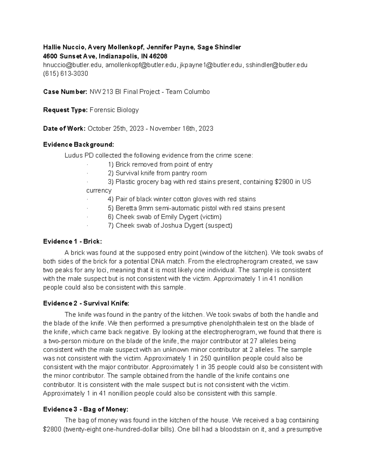 Sage Shindler Lab Report - Hallie Nuccio, Avery Mollenkopf, Jennifer ...