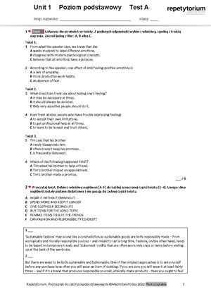 Impulse 2 Unit 3 Test Standard B - Unit 3 Test Standard | Group B Name