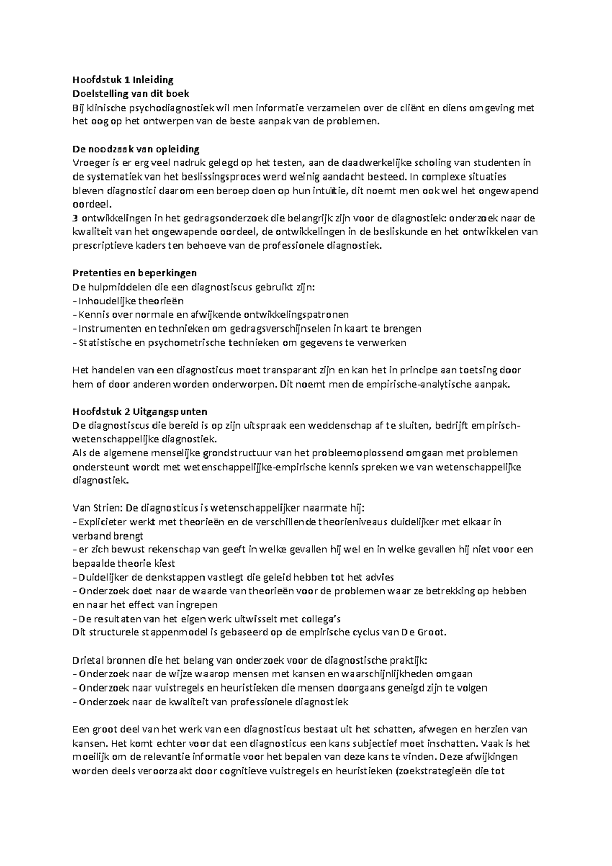 Samenvatting De diagnostische cyclus Bruijn - Hoofdstukken 1 t/m 3 ...