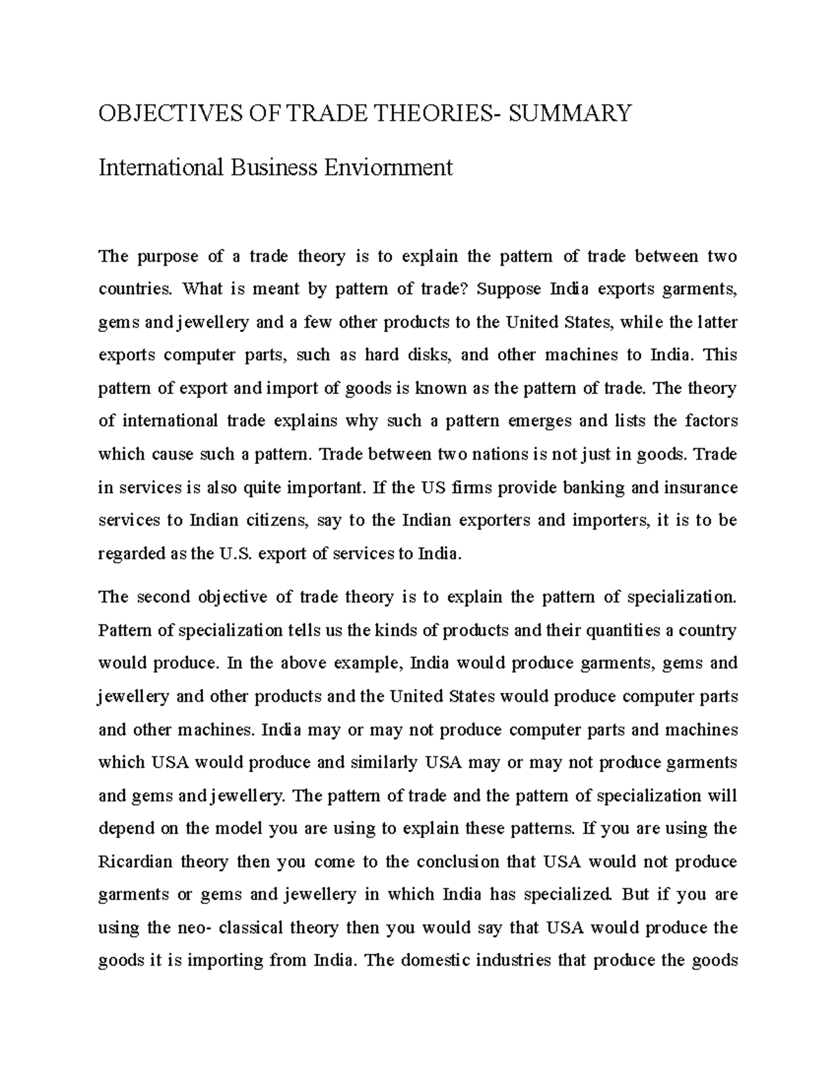 Objectives OF Trade Theories - OBJECTIVES OF TRADE THEORIES- SUMMARY ...