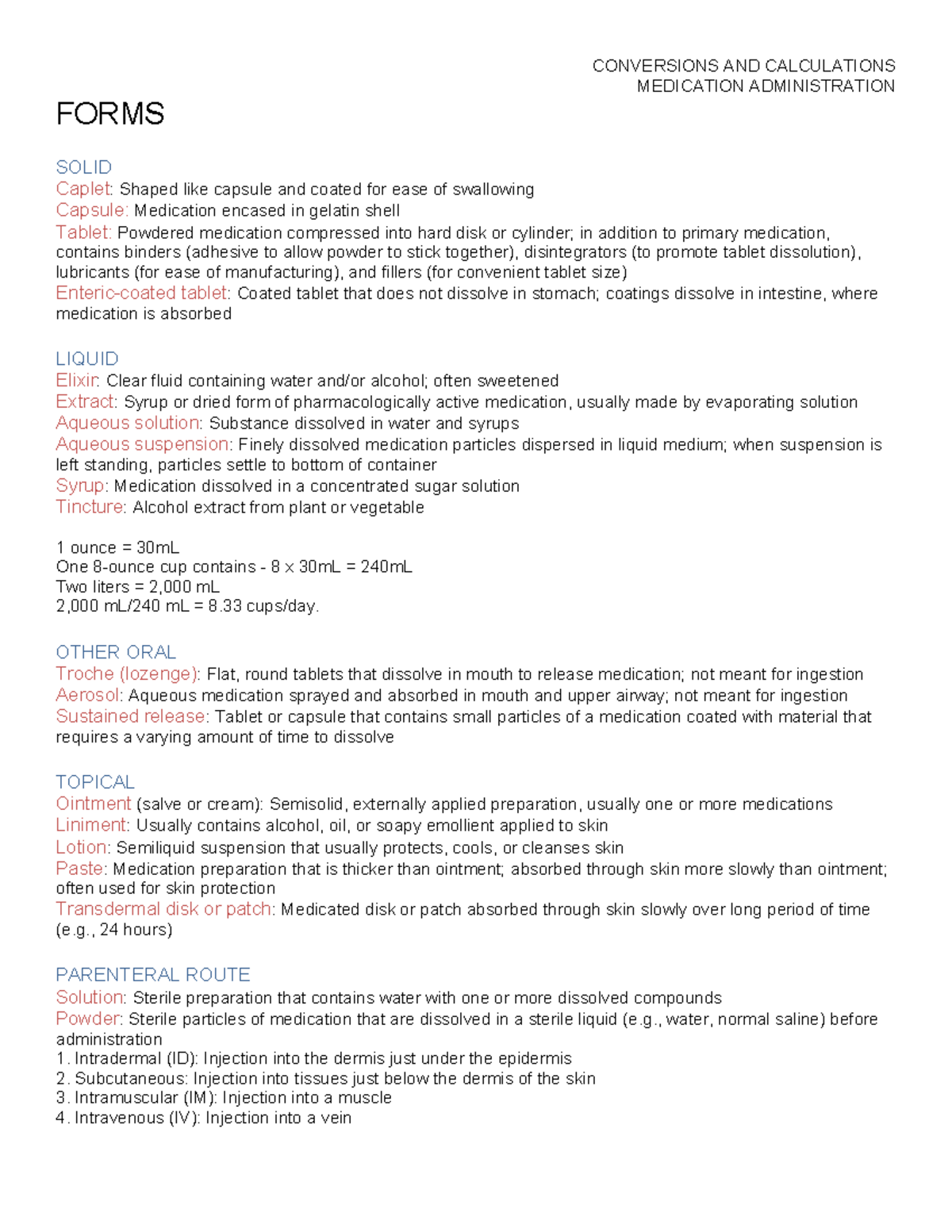DOSE Calculations - Med Math Practice - MEDICATION ADMINISTRATION FORMS ...