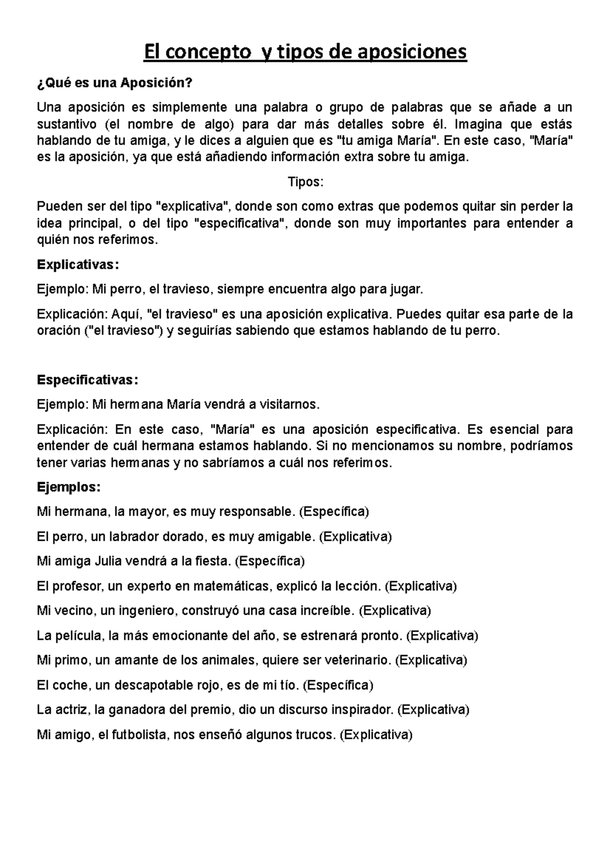Colegio Salle- Temas DE Lenguaj - El concepto y tipos de aposiciones ...