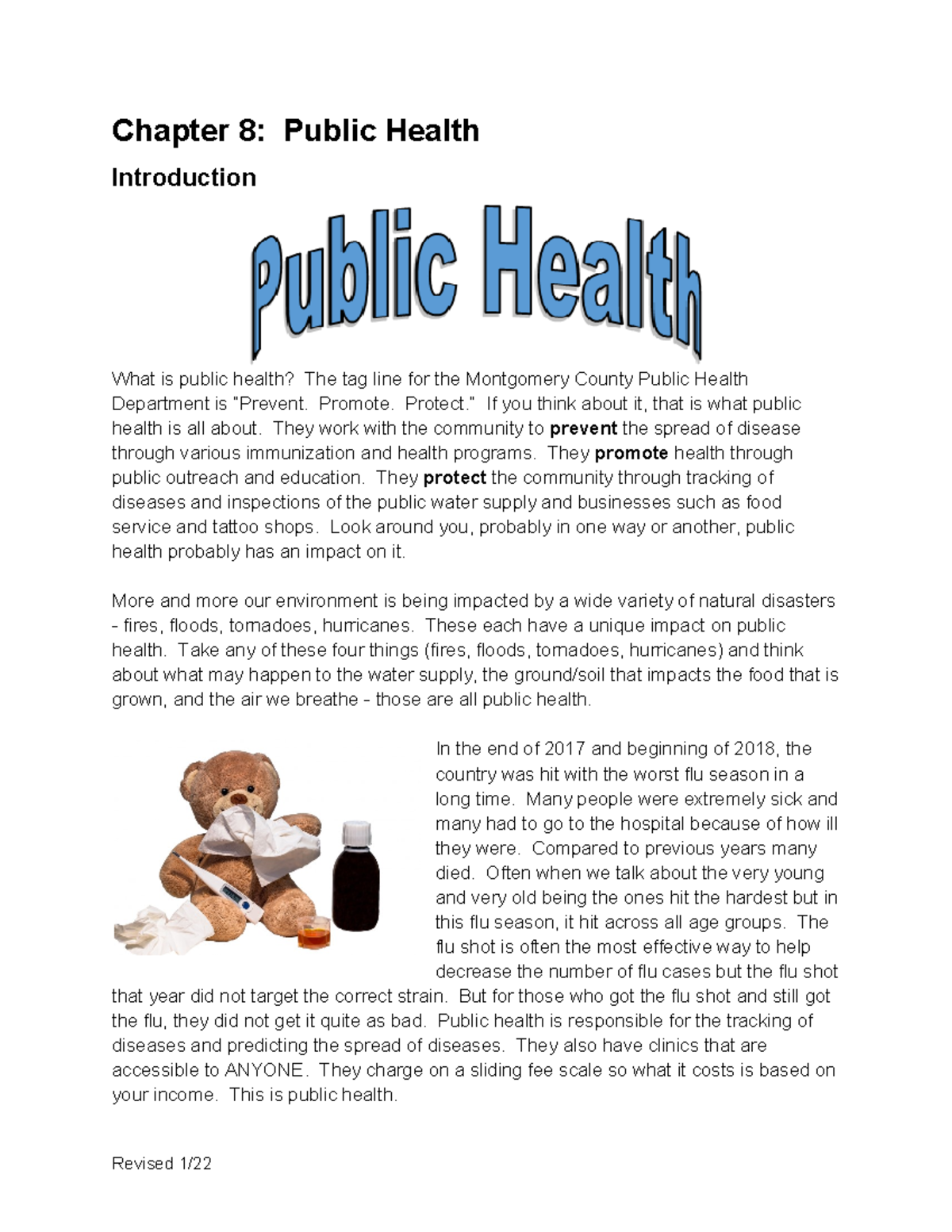 Chapter 8 Public Health - Chapter 8: Public Health Introduction What is ...