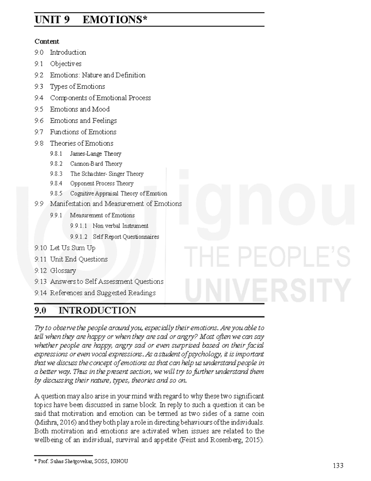 Unit9 - Emotion UNIT 9 EMOTIONS* Content 9 Introduction 9 Objectives 9 ...