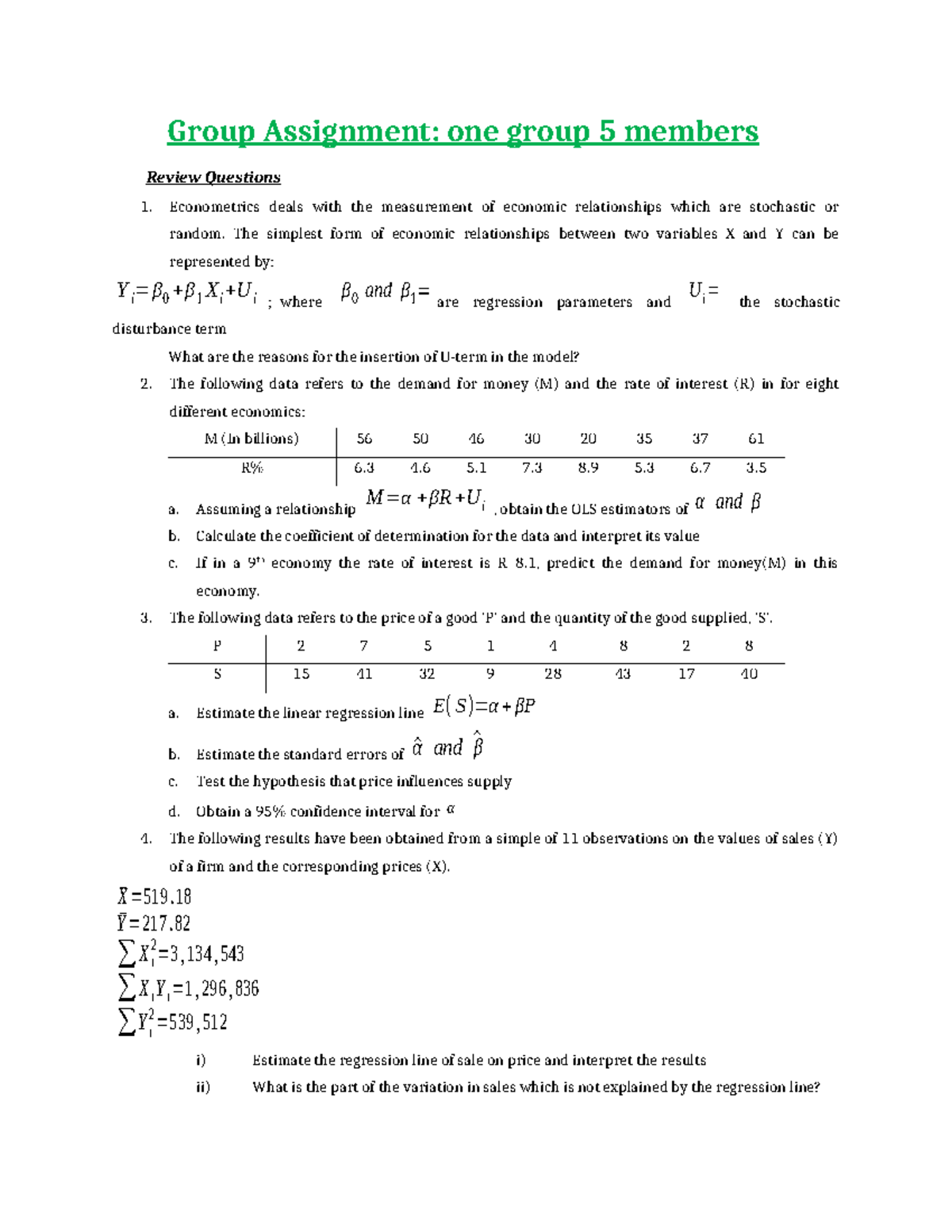 Group Assignment - gfgdfg - Group Assignment: one group 5 members Review Questions 1 ...