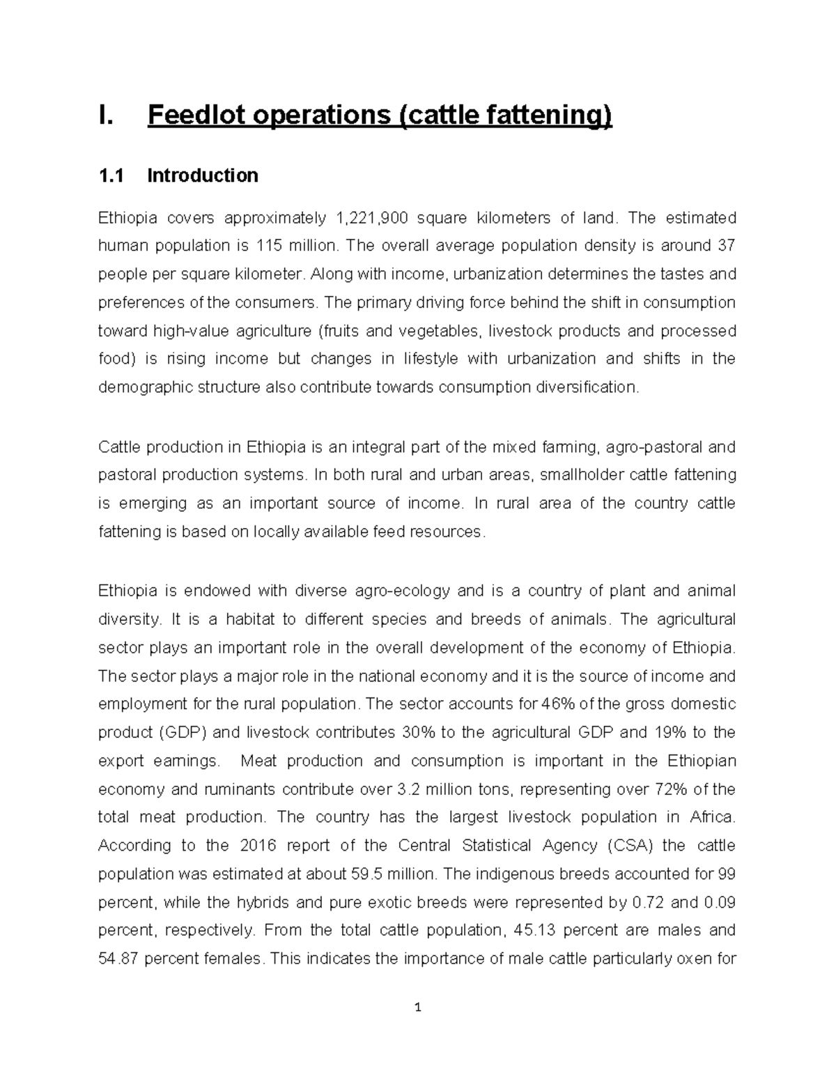 Feedlot operations - Livestock feeding - I. Feedlot operations (cattle ...