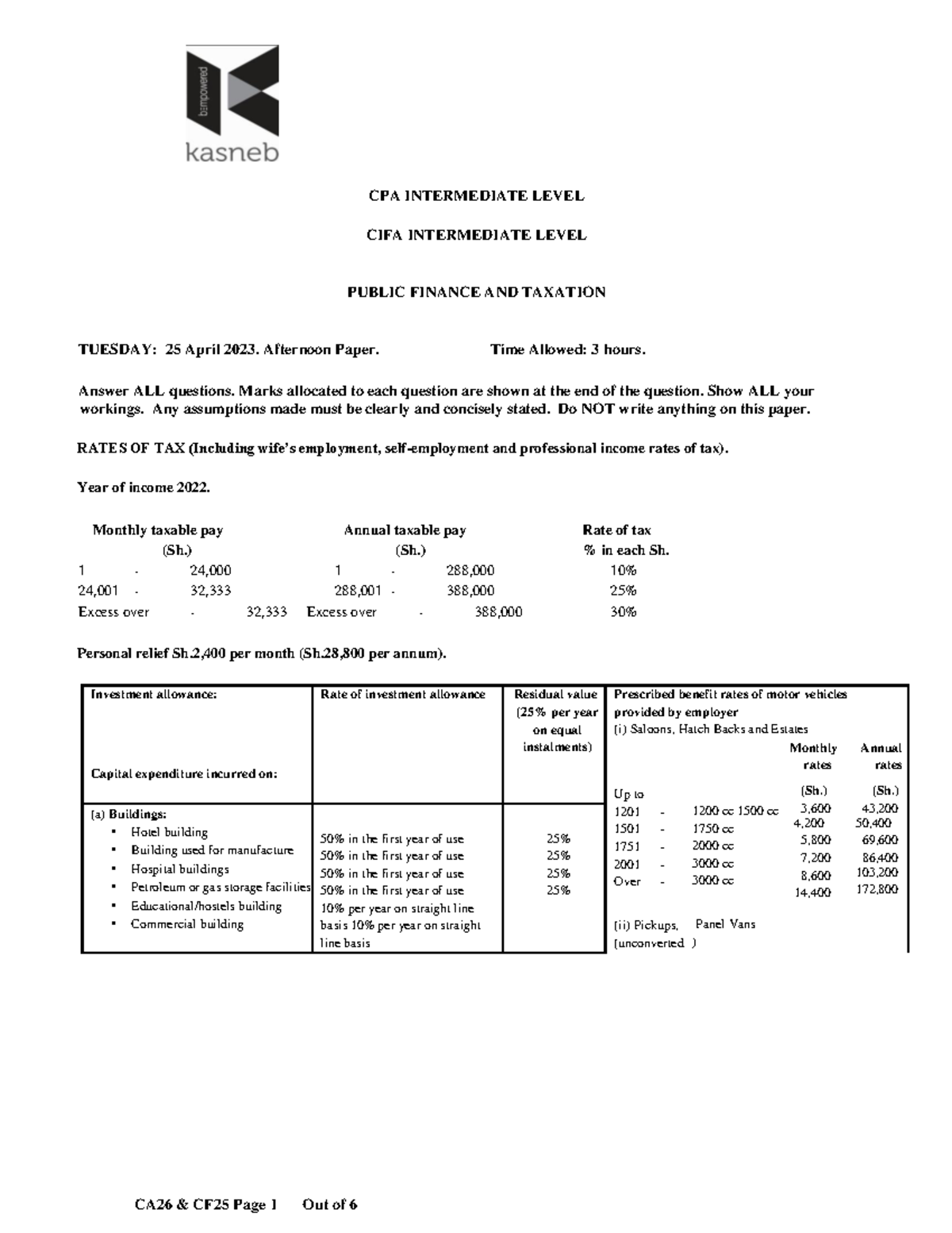 CA26 Public Finance and Taxation - CPA INTERMEDIATE LEVEL CIFA ...