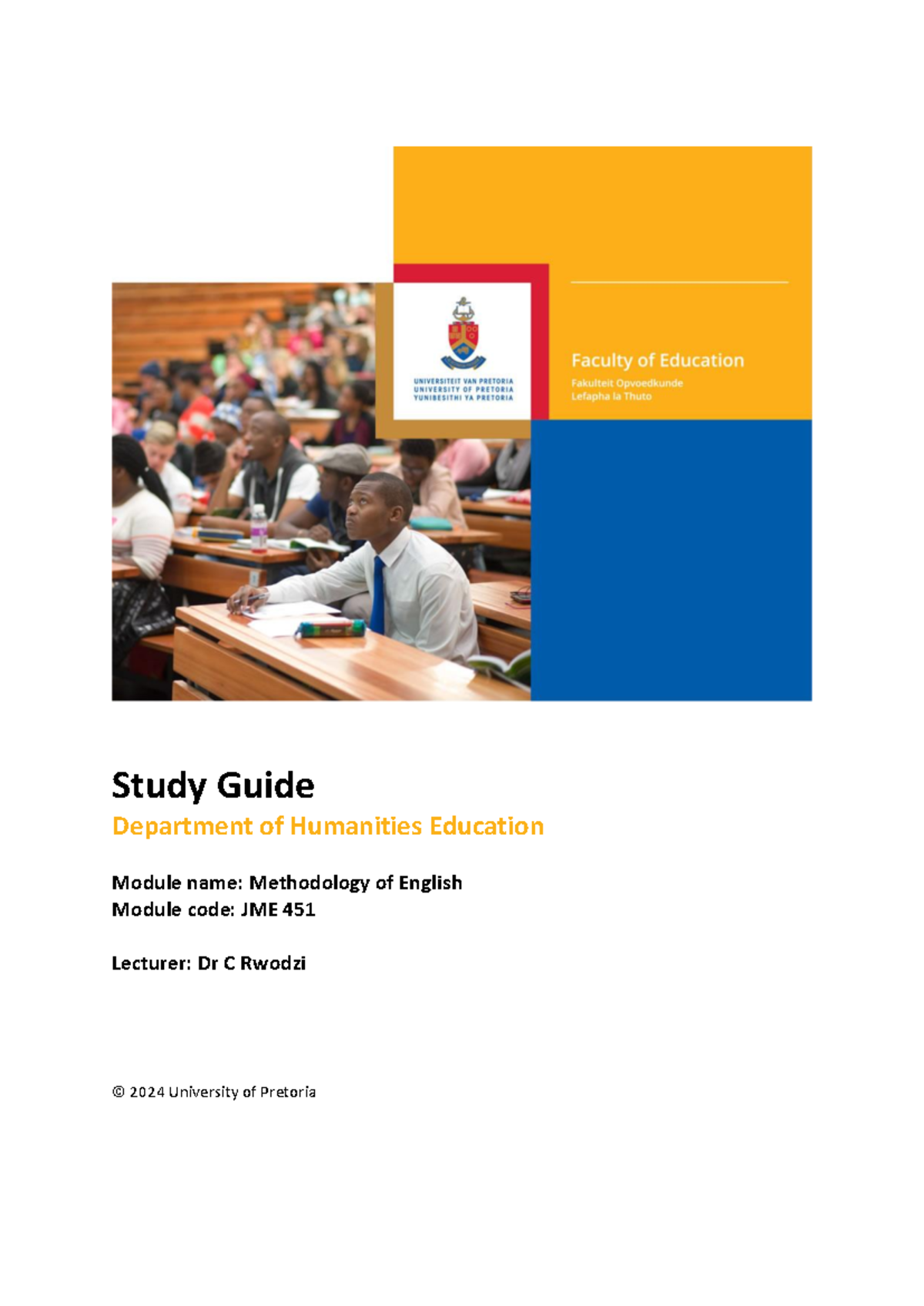 Study Guide JME 451 2024 - Study Guide Department of Humanities ...