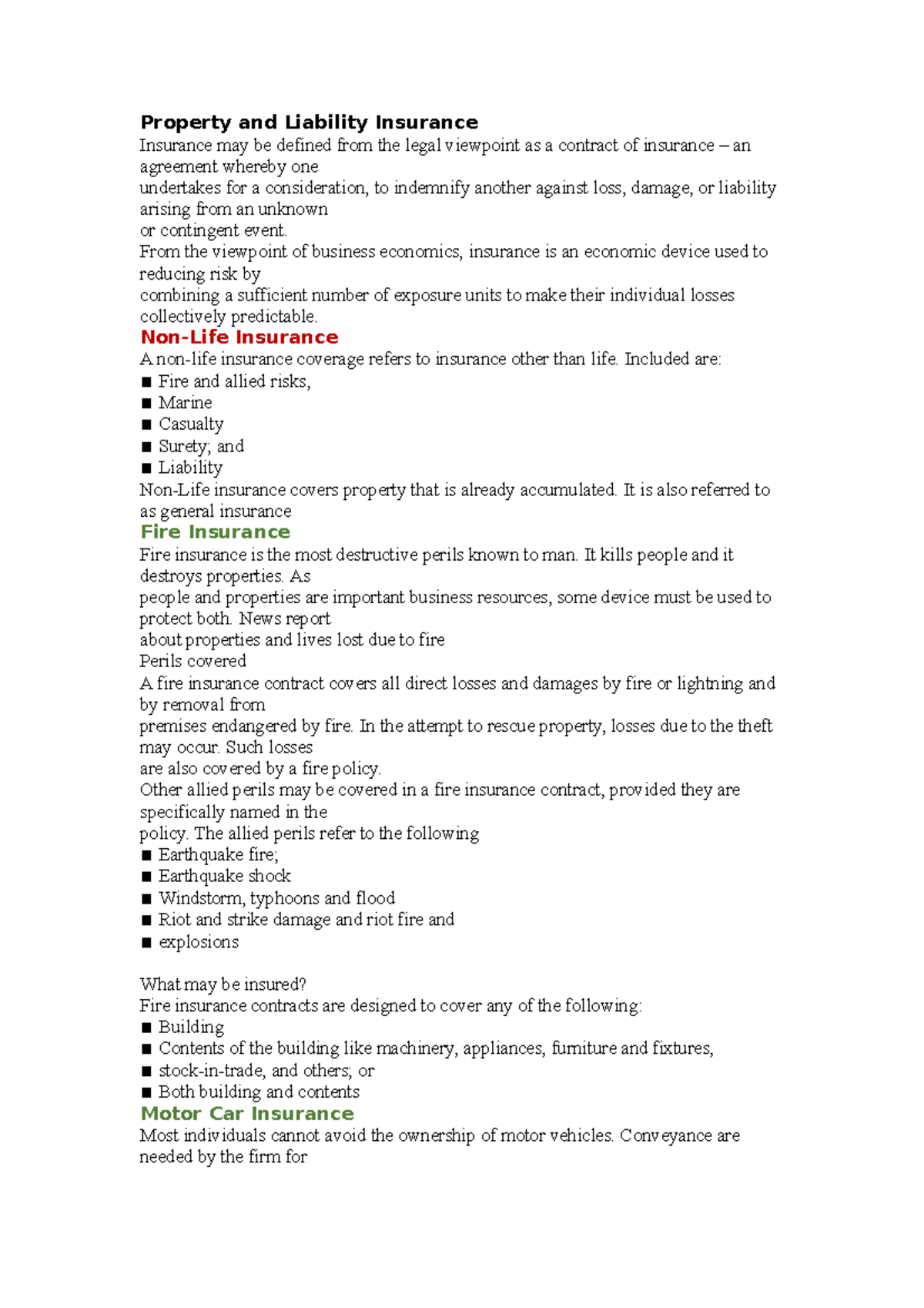 Property and Liability Insurance - Property and Liability Insurance ...