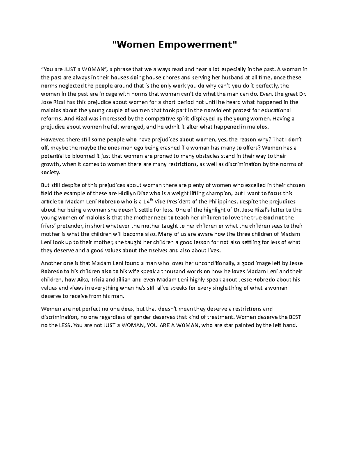 Women Empowerment - "Women Empowerment" “You are JUST a WOMAN”, a ...