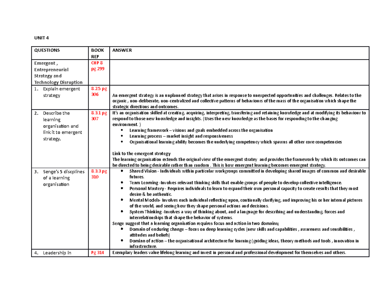 Unit 4 - Lecture notes 4.1 - 4.6 - UNIT 4 QUESTIONS BOOK REF ANSWER ...