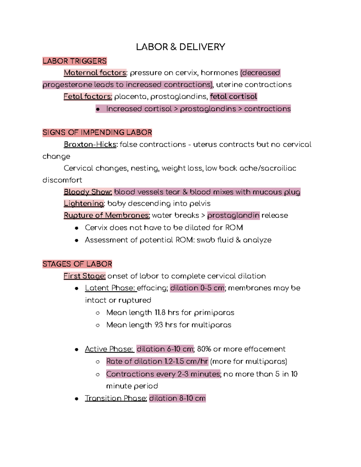 OB%20Exam%202%20Study%20Guide - LABOR & DELIVERY LABOR TRIGGERS ...