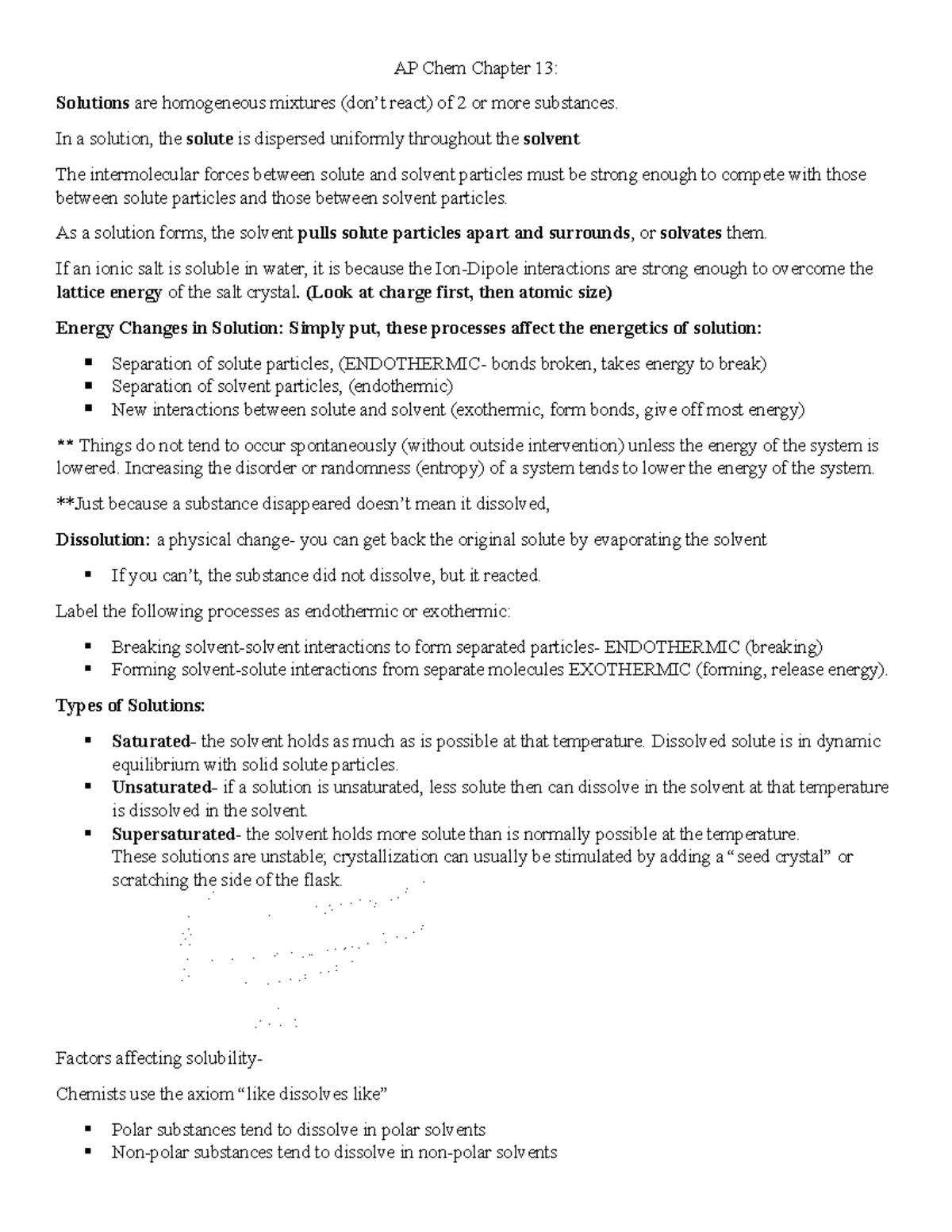 AP Chem Chapter 13 - solutions and type of solutions - AP Chem Chapter ...
