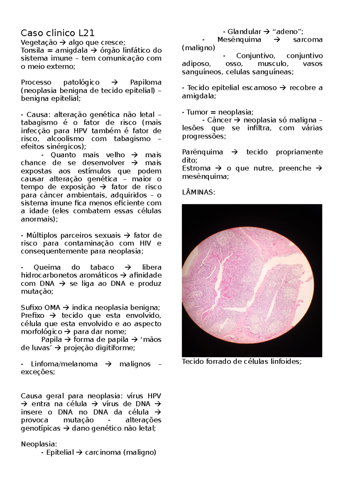 Caso clinico L21 - Patoliga - Caso clinico L Vegetação algo que cresce ...