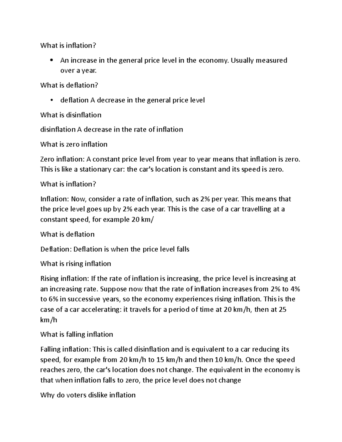 Unit 15 - UNIT 15, ECO2004S - What is inflation? An increase in the ...