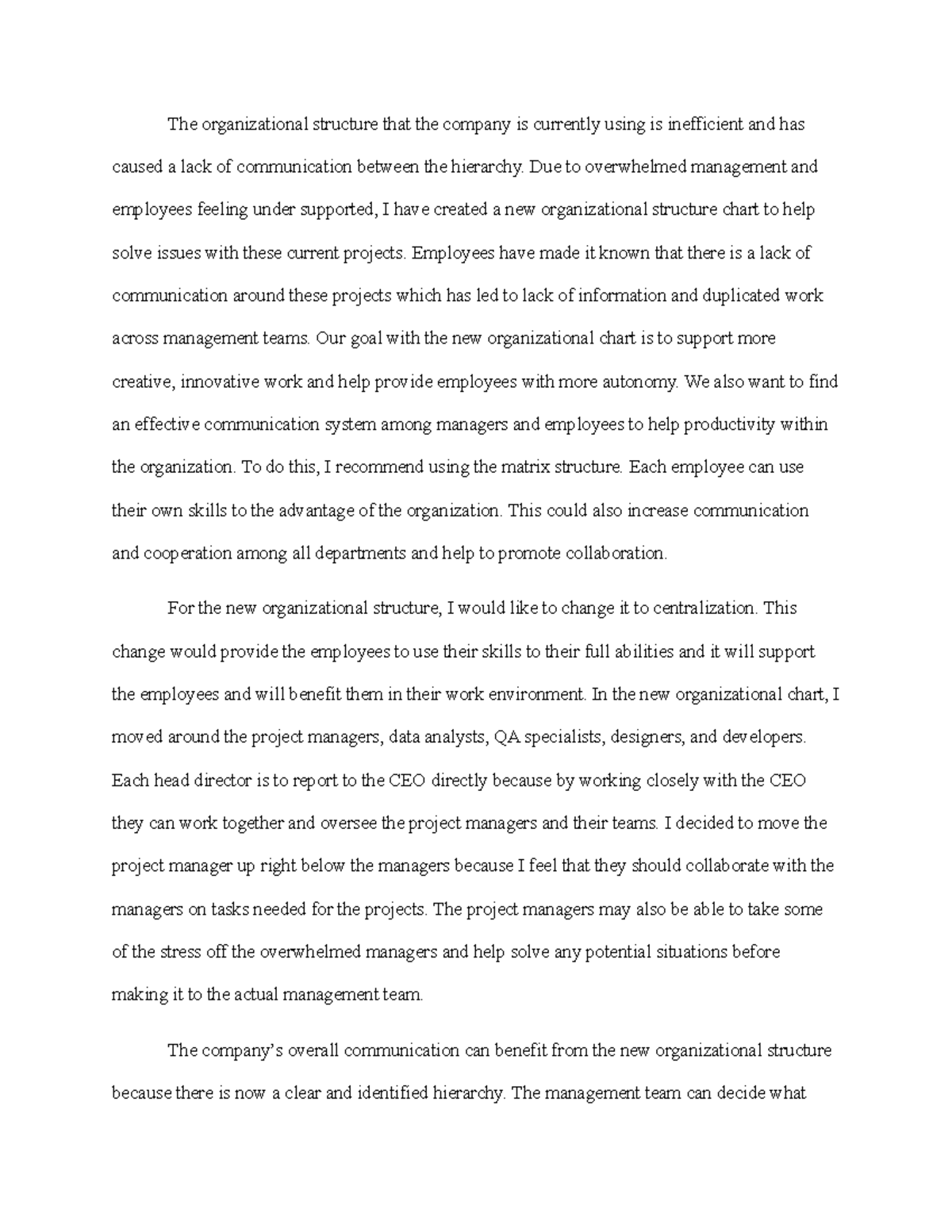 Organizational Structure Bus 210 - The organizational structure that ...